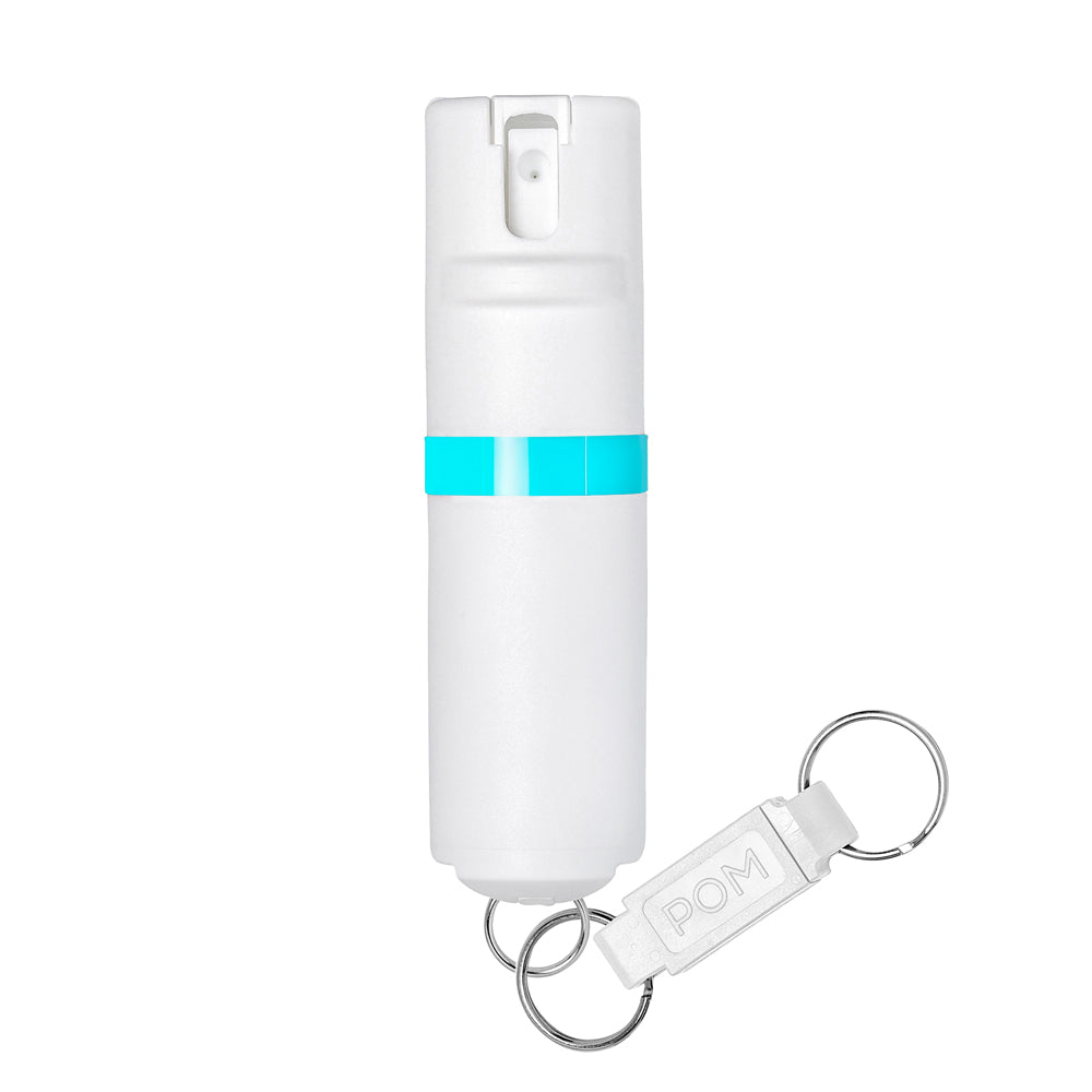 POM Key Pepper Spray Keychain White Aqua – POM Industries